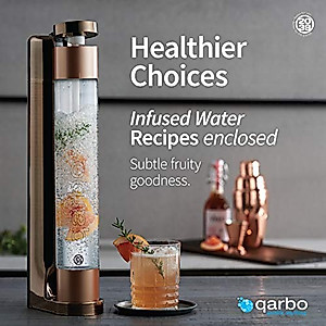 Twenty39 qarbo sparkling water maker Party Plus Bundle with 4 bottles, 3 aircharge caps and cleaning brush (Black)