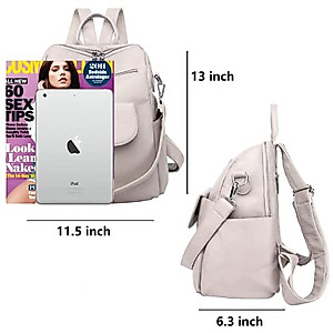 Women Fashion Backpack Purse Waterproof Bookbags Travel Shopping Rucksack Convertible Ladies Shoulder Bag (Light Gray【PU】)