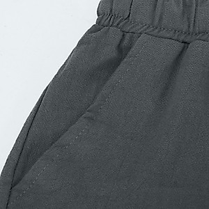 Mens 3XL Shorts Men Linen Shorts Elastic Waist Drawstring Cotton Linen Shorts with Pockets Loose Fit Outdoor Summer Beach Shorts Mens Shorts 7 Inch Inseam Athletic Dark Gray 3X