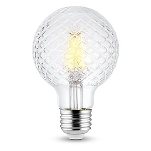 OHBULBS G25 Clear LED Light Bulb with E26 Medium Base Bulb | 5.5 Watt Dimmable Cut Glass Filament 3000K White Light – Ideal for Chandeliers, Vanity Fixtures, Bath Bars, Pendant Lights