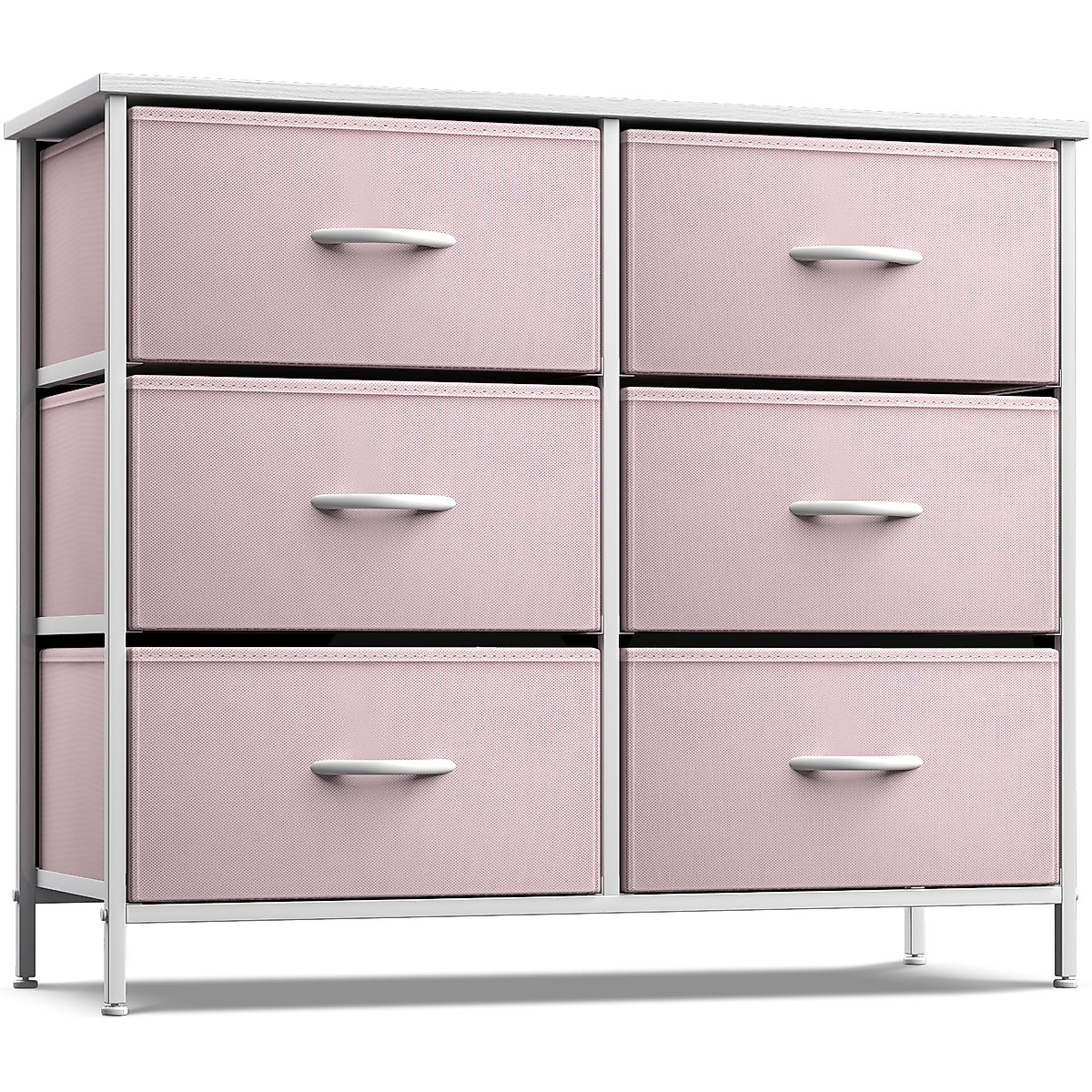 Sorbus Kids Dresser with 6 Drawers and 3 Drawer Nightstand Bundle - Matching Furniture Set - Storage Unit Organizer Chests for Clothing - Bedroom, Kids Rooms, Nursery, & Closet (Pink)