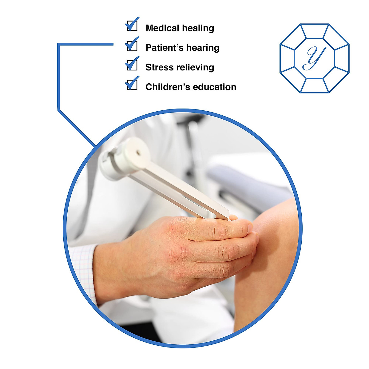YOMMI 128 Hz Tuning Fork Medical Healing Instrument - Aluminum Sensory Tuning Forks for Healing Chakra Set - Soft Bag Human Biofield Diapason Therapy, Stress Reliever, 256 Hz