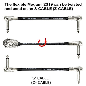 WORLDS BEST CABLES 30 Inch - Pedal, Effects, Patch, Instrument Cable Custom Made Made Using Mogami 2319 Wire and Eminence Nickel Plated ¼ inch (6.35mm) R/A Pancake Type Connectors