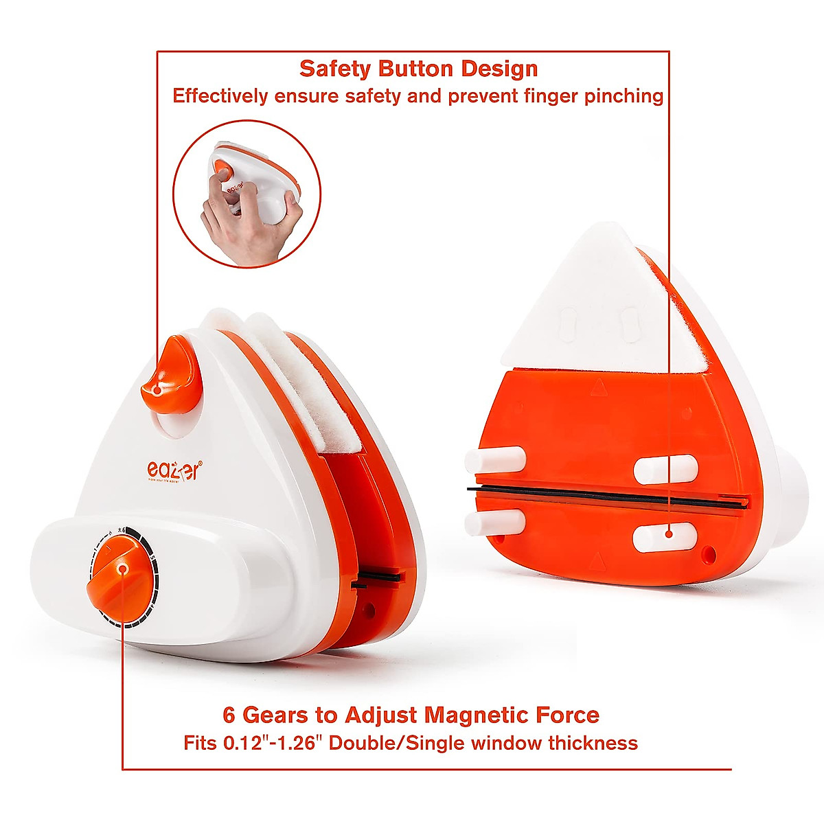 eazer Magnetic Window Cleaner, Double-Sided Window Cleaning Equipment, Outside Window Cleaner, 6-Gear Adjustable for High-Rise Window Cleaning(Fits 0.12''-1.26'' Thickness)