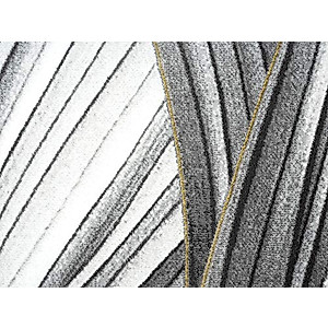 Abani 4' x 6' Grey & Gold Wavy Lines Area Rug - Contemporary Wave Design Modern Abstract Under Table Area Rug, Rugs