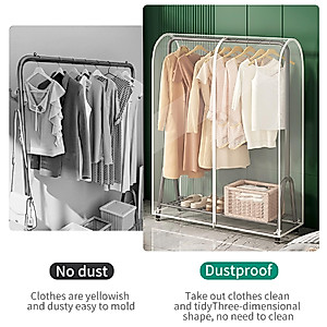 Clear Garment Rack Cover with Zipper Clothes Hanging Rack Cover Dustproof Waterproof Clothing Storage Protector (47.2x20x60 inch)