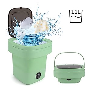 Portable Washing Machine, FETIONS 11L Foldable Washer with 3 Modes, Deep Cleaning of Underwear, Baby Clothes and Other Small Clothes, Suitable for Apartments,Dormitories,Hotels,Camping,Travel, Green