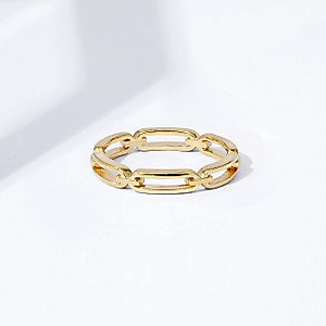 Amazon Essentials 14K Gold Plated Sterling Silver Chain Link Band Ring Size 8, Yellow Gold