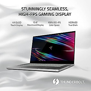 Razer Blade 15 Base Gaming Laptop 2020: Intel Core i7-10750H 6-Core, NVIDIA GeForce RTX 2070 Max-Q,15.6" 4K OLED,16GB RAM,512GB SSD, CNC Aluminum,Chroma RGB,Thunderbolt 3,Creator Ready, Mercury White