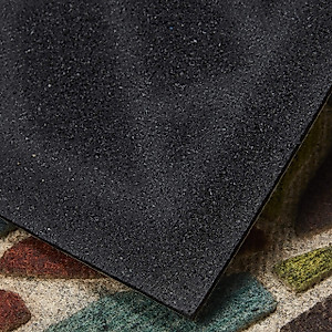 Mohawk Home Entryway Door Mat 2' x 4' All Weather Doormat Outdoor Non Slip Recycled Rubber, Woodblock Garden Tile Multicolor