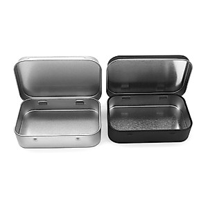 CYISONAL 4 Pcs Metal Hinged Tin Box Container Mini Portable Small Storage Container Kit with Lid for Home Storage,3.9x2.3x1.1 Inch