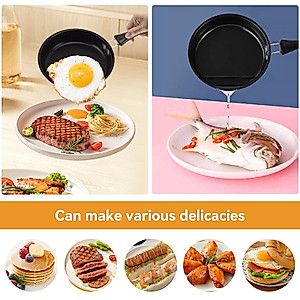 Mini Nonstick Frying Pan, 4.7in Mini Frying Pan Stainless Steel Omelette Pan Round Egg Pan Small Pan for Cooking Small Frying Pan Single Serve Frying Pan Skillet for Eggs Pancakes(pink)