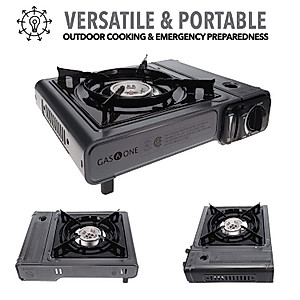 Gas One Butane Gas Stove with 4 Fuel Canister Catridge - Gray
