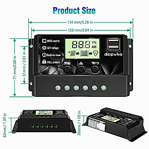 [2022 Upgraded] 2Pcs 30A Solar Charge Controller, 12V/ 24V Solar Panel Regulator with Adjustable LCD Display Dual USB Port Timer Setting PWM Auto Parameter