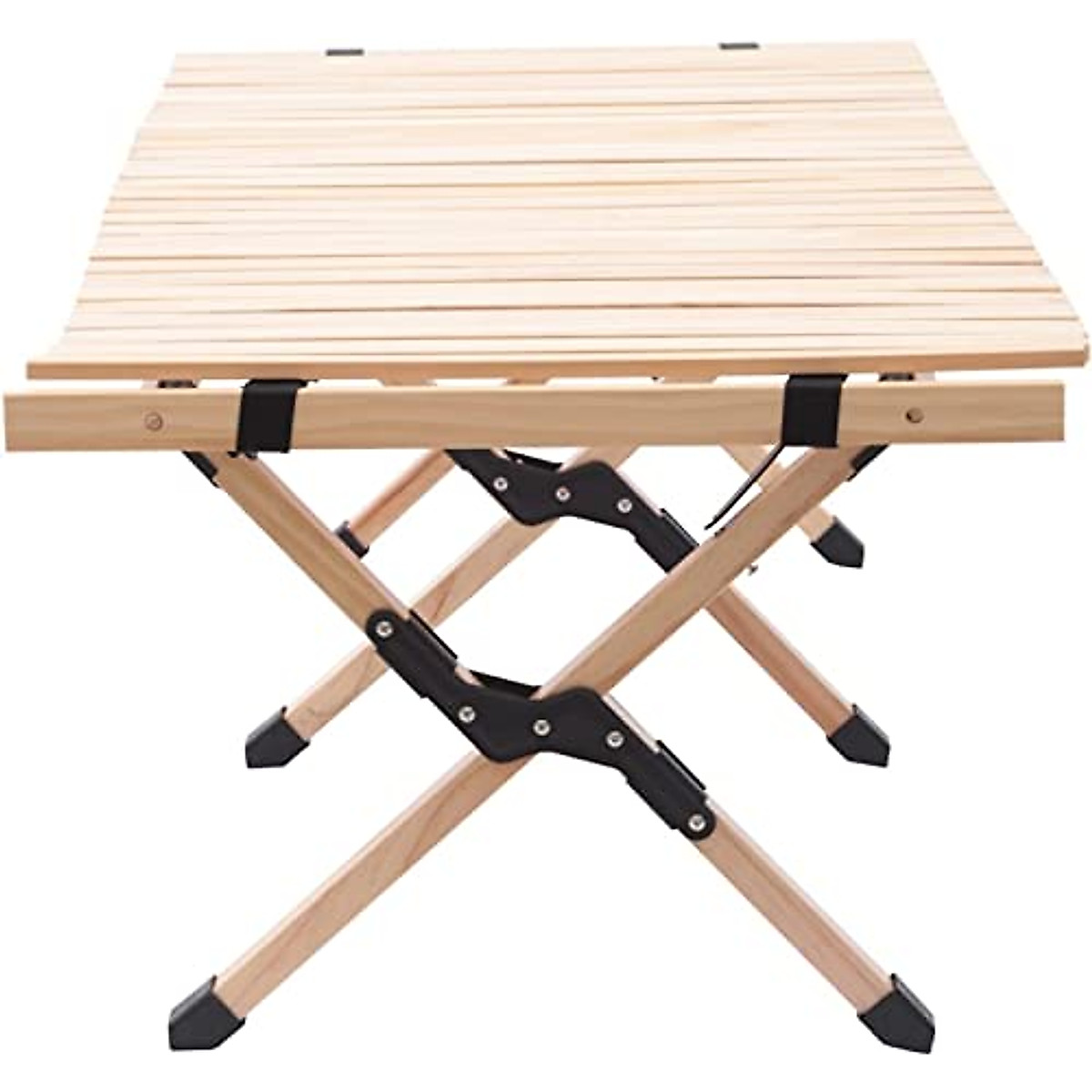 OMKUOSYA Portable Camping Table, Wooden Folding Beach Picnic Table with Carry Bag for Outdoor Cooking, Picnic, Camp, BBQ, Travel, Backyard Patio Party