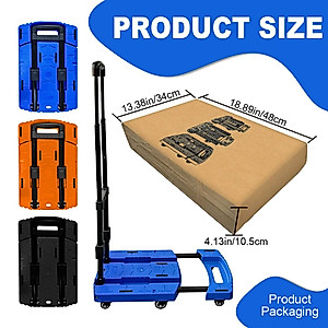 ShiningShow Foldable Hand Platform Truck, 500 LB Heavy Duty Exhibition Cart, Black Utility Dolly Platform Cart with 6 Wheels for Luggage, Personal, Travel, Auto, Moving & Office Use