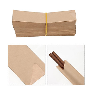 Cabilock 200pcs Kraft Paper Chopsticks Bag Kraft Chopsticks Sleeve Tableware Carrying Case Straws Cutlery Storage Pouch for Travel School Office Dishwasher Holder