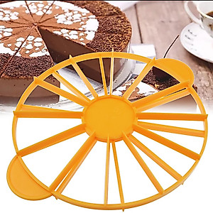 zutisay Cake Portion Marker Cake Divider Cutter 10/12 Piece Round Cake Cutter Slicer with Handle Pastry Baking Tool for 26.8cm/10.6in Diameter Yellow