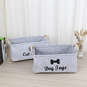 GANAZONO Storage Drawers 2pcs Dog Toy Bin Pet Supplies Storage Basket with Wooden Handle Blankets Basket Toy Organizer Felt Storage Holder for Living Room Playroom Closet Home Organization Toys