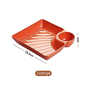 Haifle Chip And Dip Set, 7.2inch Square Japanese Sushi Plates Reusable BPA-Free Plastic Divided Serving Dish Trays For Dessert, Salad, Sushi, Fruits, Veggie, Snacks-4-Set