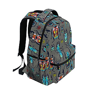 Fisyme Cute Ladybug Bugs Backpack Laptop Bag Daypack Travel Hiking School Backpacks for Men Women Kids Girls Boys