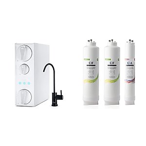 iSpring RO500AK-ORB Tankless RO Reverse Osmosis Water Filtration System, 500 GPD Fast Flow, Oil Rubbed Faucet, 2:1 Pure to Drain Ratio, White & F3-RO500AK 1-Year Replacement Filter Pack