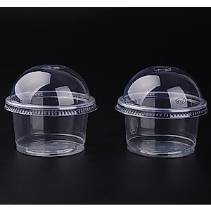 50 Pack 8 oz Clear Plastic Dessert Cup with Dome Lids Disposable Parfait Fruit Cups Party Cupcake Bowl Dessert Pudding Containers for Ice Cream, Iced Cold Drinks, Cupcake, Snack, Fruit, Pudding