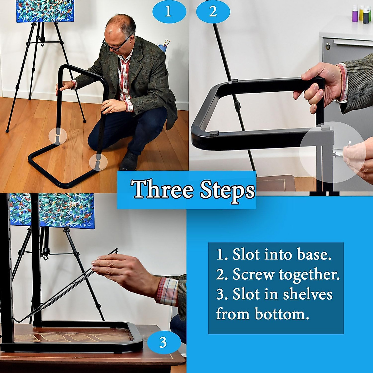 Joymaney Art Drying Rack | Mobile Metal Art Storage Rack with Removable Shelves | Art Organizer for Kids, Art Studio and Tabletop Storage, Craft Room and Desktop (15 Shelves)