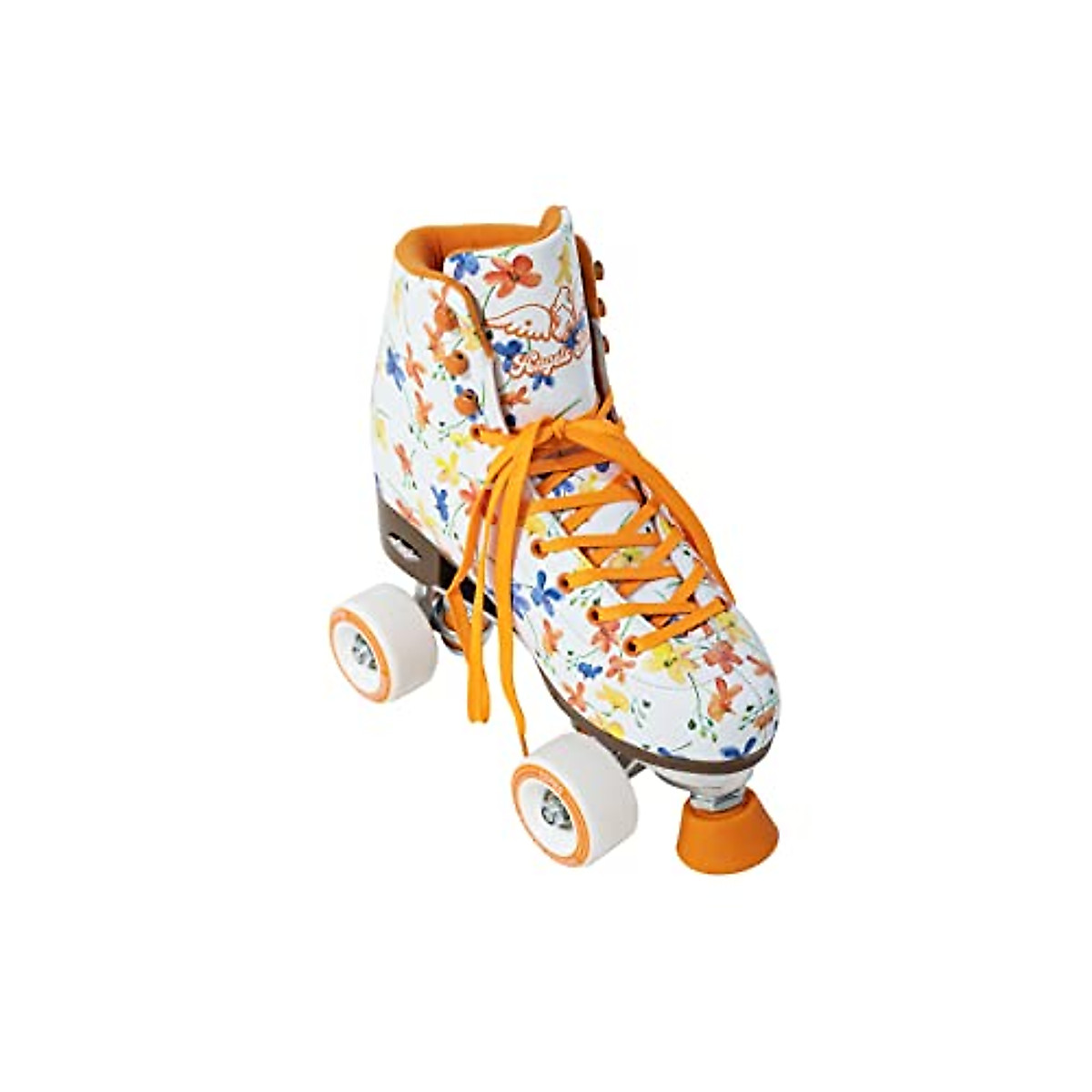 Angels Skates (Floral, 5) - Kids' & Women's Roller Skates - Premium Quality PU Leather Quad Roller Skates - Non Adjustable High- top Perfect Indoor Outdoor Girls Retro Roller Skates - 1-13 Sizes