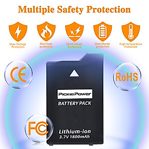Pickle Power PSP 1000 Battery, 1800mAh PSP Battery and Charger Cable for Sony PSP 1000 PSP-110 (1001, 1002, 1003, 1004, 1005, 1006, 1007, 1008, 1010), PSP Fat Console