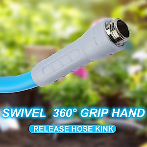 HQMPC Hose Garden Hose With Swivel Grip 5/8 in. x 20 ft., Water Hose Heavy Duty Durable Material Water Hose with Solid Fittings (BLUE) …