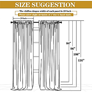 DUOBAO Chiffon Backdrop Curtain Gold Chiffon Fabric Drapes for Wedding Ceremony Sheer Curtains 2 Panels 29''x120'' Photography Backdrops Drape See Through Fabrics