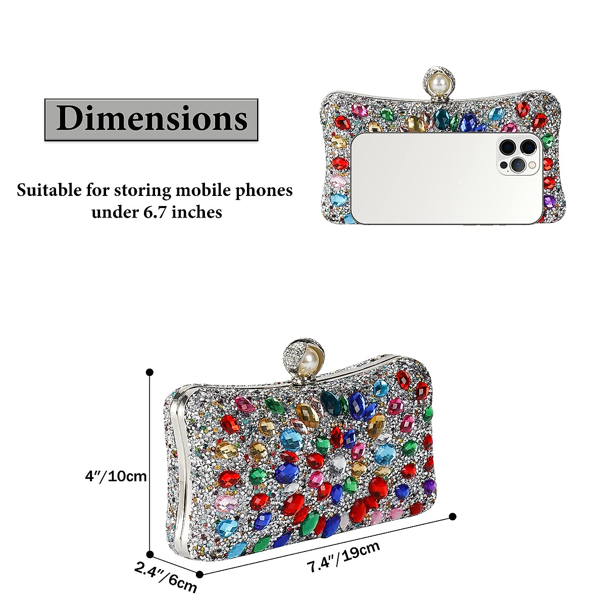 COAIMANEY Womens Sparkly Rhinestone Crystal Glitter Clutch Purse Evening Handbag Shoulder Bag for Wedding Party Prom