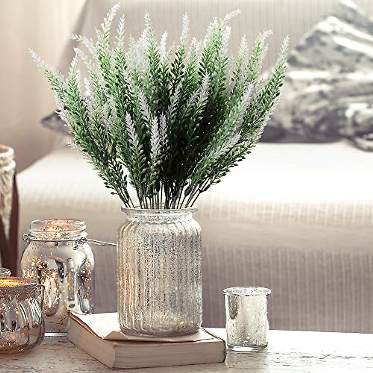 TYEERDEC Artificial Flowers 6 Bundles Lavender Bouquet for Wedding Home Office Decoration - White