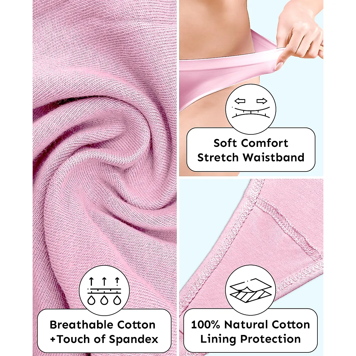 Sexy Basics Women's Active Sport Thong Panties Underwear - Multi Packs