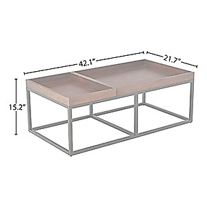 Amazon Brand – Rivet Modern Industrial Coffee Table with Metal Base and Trays, 42.1"W, Walnut Finish