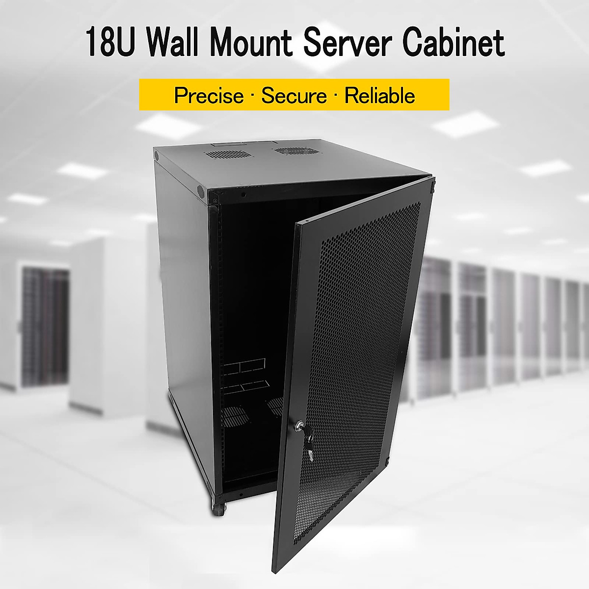 RAISING ELECTRONICS 18U Wall Mount Network Server Cabinet Rack Enclosure Ventilated Door Lock 22.75inch Depth with Fixed Shelves