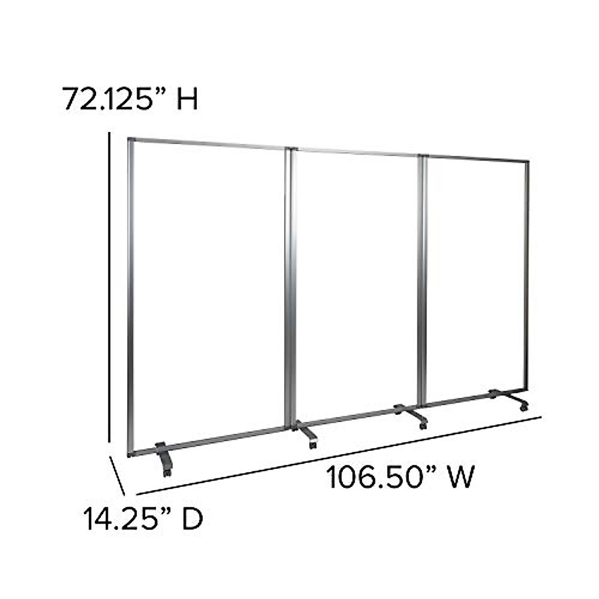 Flash Furniture Mobile Freestanding Clear Room Divider Partition Portable Roll Up Banner Sneeze Guard for Offices, Restaurants, Lobbies and Other Public Areas