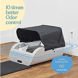New Upgraded Smart Automatic Cat Litter Box - Self Cleaning Cat Litter Box with Built in Odor Eliminator - Works with Clumping Cat Litter - Large Cat Litter Box with Hood & Litter Mat.