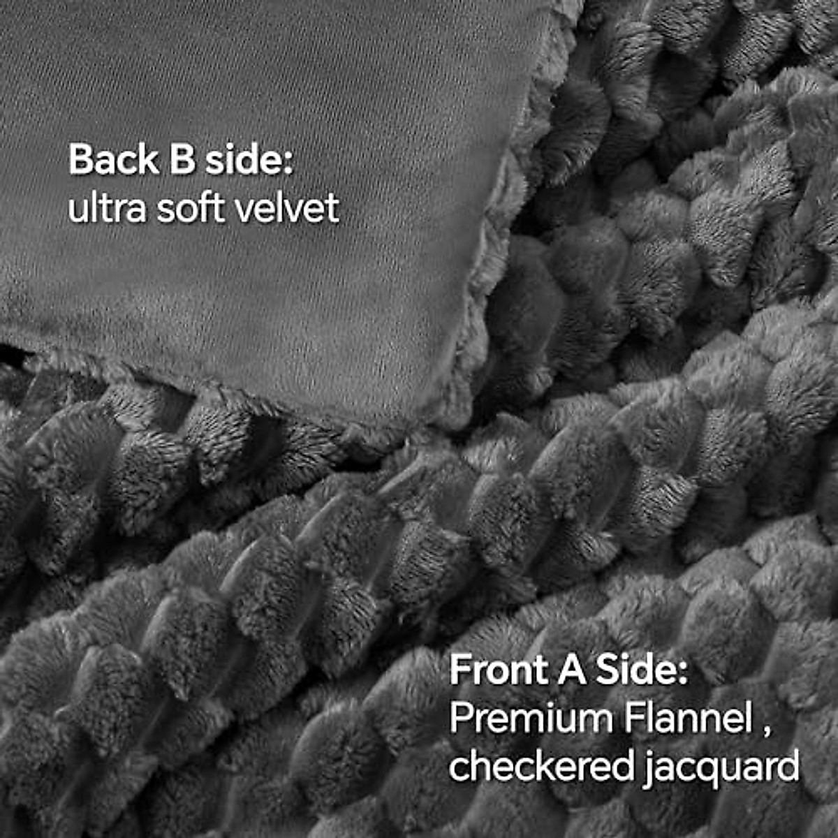 ChiXpace Textured King Duvet Cover Set, Soft Velvet Grey Plaid Pattern Comforter Cover, Luxury Flannel Bedding Sets, 3 Pcs, 1 Duvet Cover & 2 Pillowcases