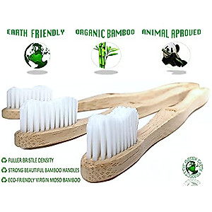 Organic Bamboo Toothbrushes - Eco-Friendly & Compostable 100% Biodegradable Wooden Handles - Durable BPA-Free Medium Soft Bristles - Vegan Manual Toothbrush for Adults with Sensible Gums (6Pack)