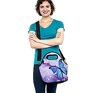 icolor Soft Neoprene Lunch Bag,Large Size Lunch Tote Box HandBags,Lightweight, Insulated and Reusable with Adjustable Shoulder Strap