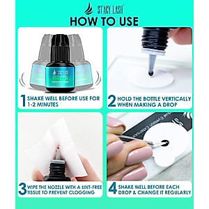 Stacy Lash Extra Strong Evolution Advanced Eyelash Extension Glue (0.17fl.oz/5ml)/ 1Sec Dry /6Weeks Retention/Black Adhesive/Professional Supplies