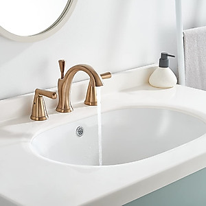 ENZO RODI 8 inch Bathroom Faucets Widespread Brushed Gold, Two-Handle Bath Lavatory Sink Faucet, for 3-Holes Wide, with Metal Lift Pop-up Drain Assembly, Transitional Mid-Arc Spout