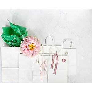 50 Pcs White Paper Bags with Handles, Small Gift Bags in bulk, Kraft Bags, Retail Bags, Merchandise Bags, Shopping Bags, For Weddings, Birthdays, Small Business - 18 x 7 x 19 Inches – Creative Bag