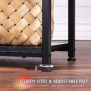 WLIVE Side Table, Small End Table, Adjustable 3-Tier Bedside Table with Sturdy Metal Frame, Tall Nightstand for Bedroom, Living Room, Sofa Table for Small Space (Black, 1 Pack)