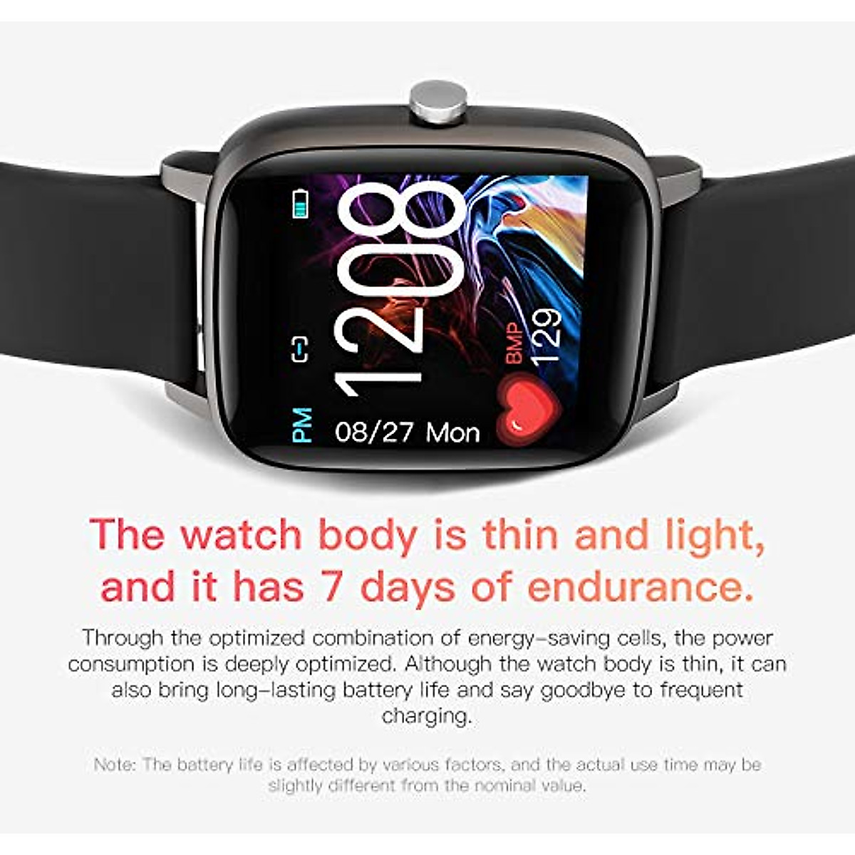 LCW Smart Watch Fitness Trackers with Heart Rate Monitor,Waterproof IP67 Activity Trackers Watch Pedometer Stopwatch,Body Temperature Measurement, for Men Women for iPhone Android Phone (Black)