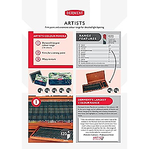 Derwent Artists Color Pencils, 4mm Core, Wooden Box, 48 Count (0700643)