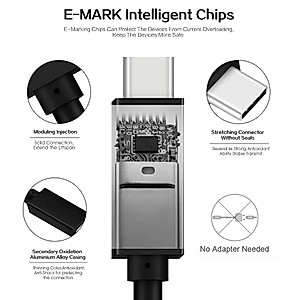 GodSpin USB C to USB C Cable (10Gbps) SuperSpeed [Certified] USB Type-C to USB Type-C, 100W Power (USB 3.1, 3.2, Thunderbolt 3) Nylon Braided, Dual 4k or Single 5k @60hz Display (10ft/10Gbps)