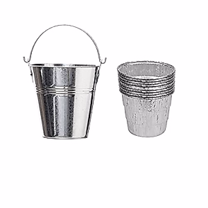 asika Drip Grease Bucket Can & 10-Pack Liners for Traeger 20/22/34, for Pit Boss, and Pellet Smoker Grill (Silver 10)